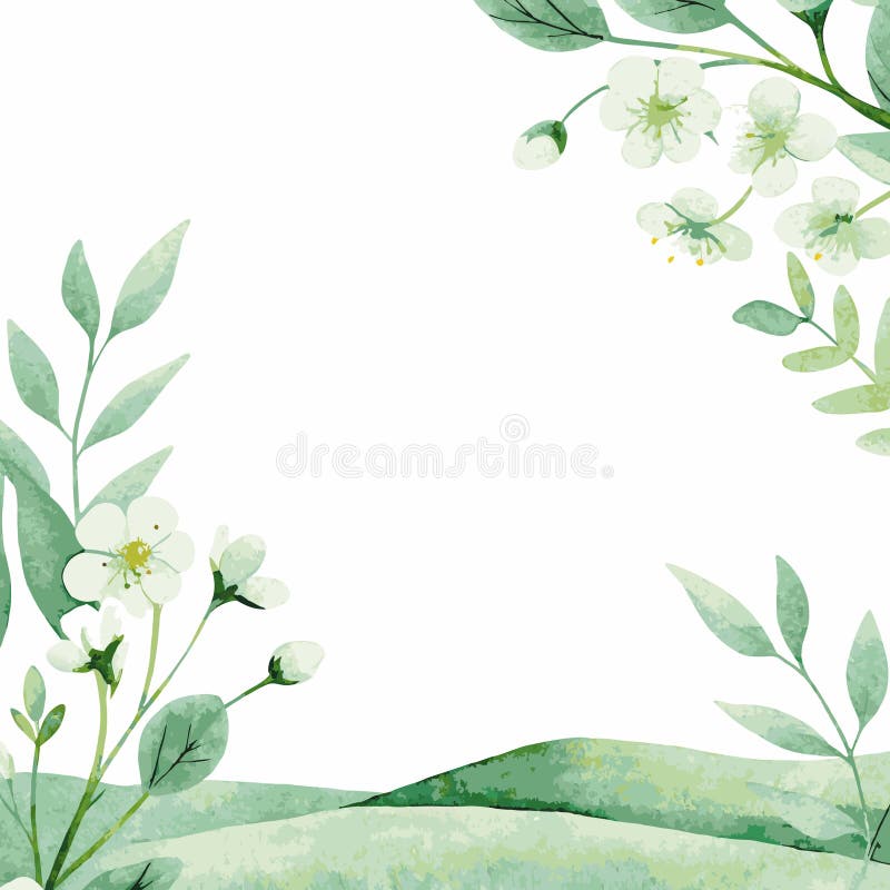 Watercolor Spring Background on White Stock Vector - Illustration of ...