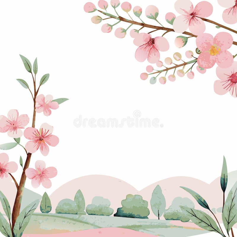 Watercolor Spring Background on White Stock Vector - Illustration of ...