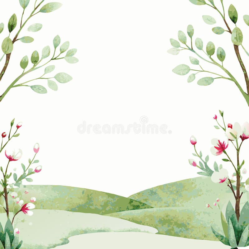 Watercolor Spring Background on White Stock Vector - Illustration of ...