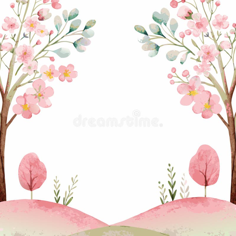 Watercolor Spring Background on White Stock Vector - Illustration of ...