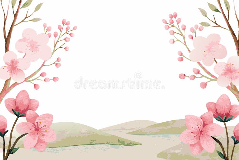 Watercolor Spring Background on White Stock Illustration - Illustration ...