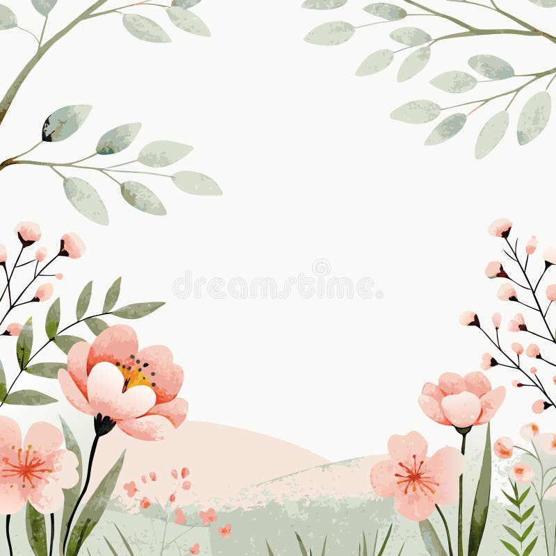 Watercolor Spring Background on White Stock Illustration - Illustration ...