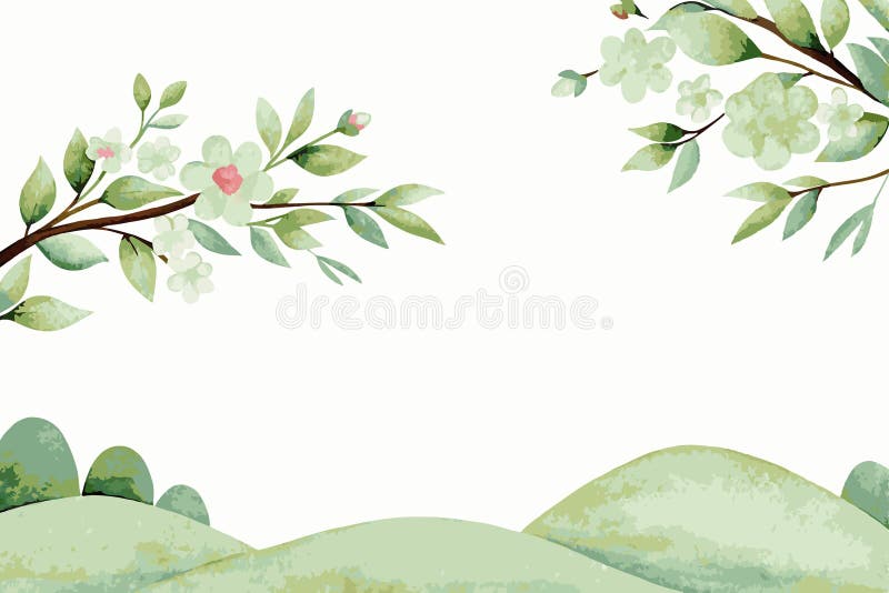 Watercolor Spring Background on White Stock Vector - Illustration of ...