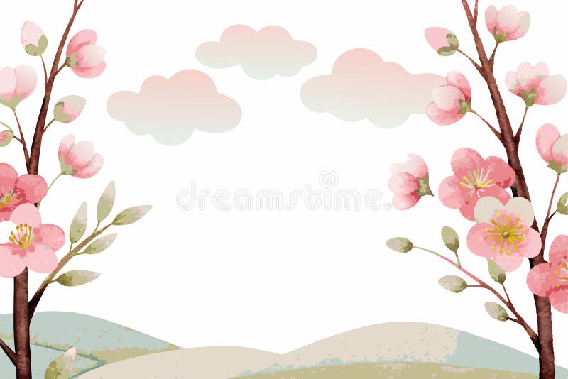 Watercolor Spring Background on White Stock Illustration - Illustration ...