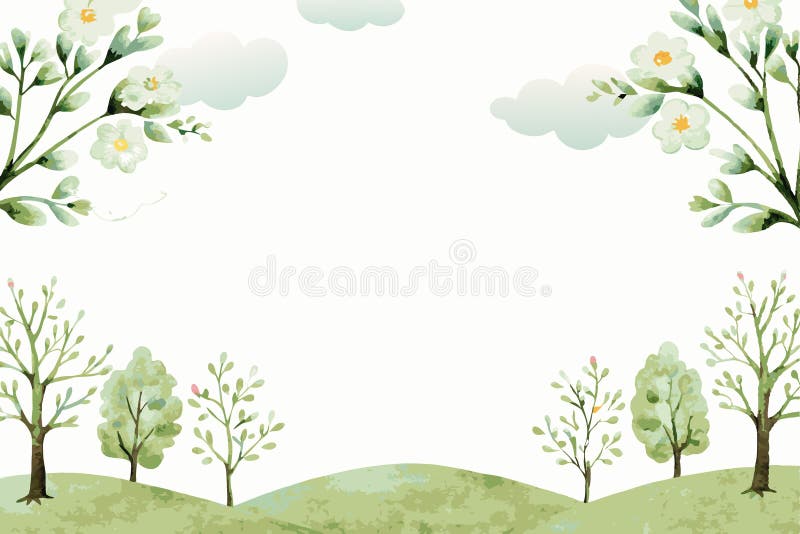 Watercolor Spring Background on White Stock Illustration - Illustration ...