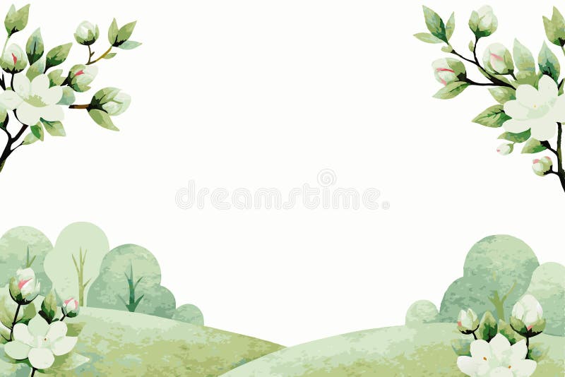 Watercolor Spring Background on White Stock Vector - Illustration of ...