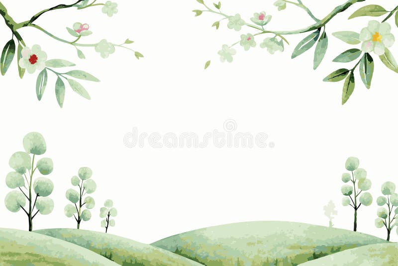Watercolor Spring Background on White Stock Illustration - Illustration ...