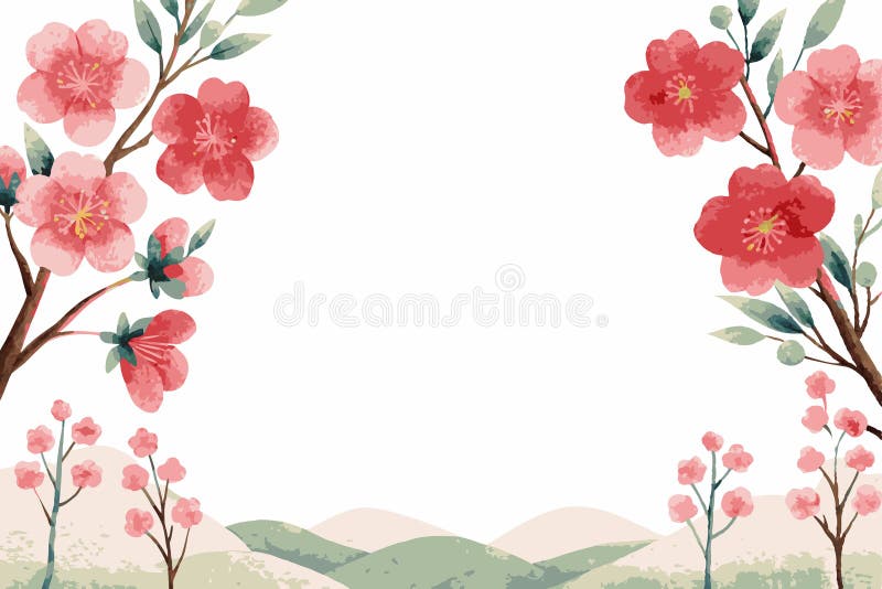 Watercolor Spring Background on White Stock Illustration - Illustration ...