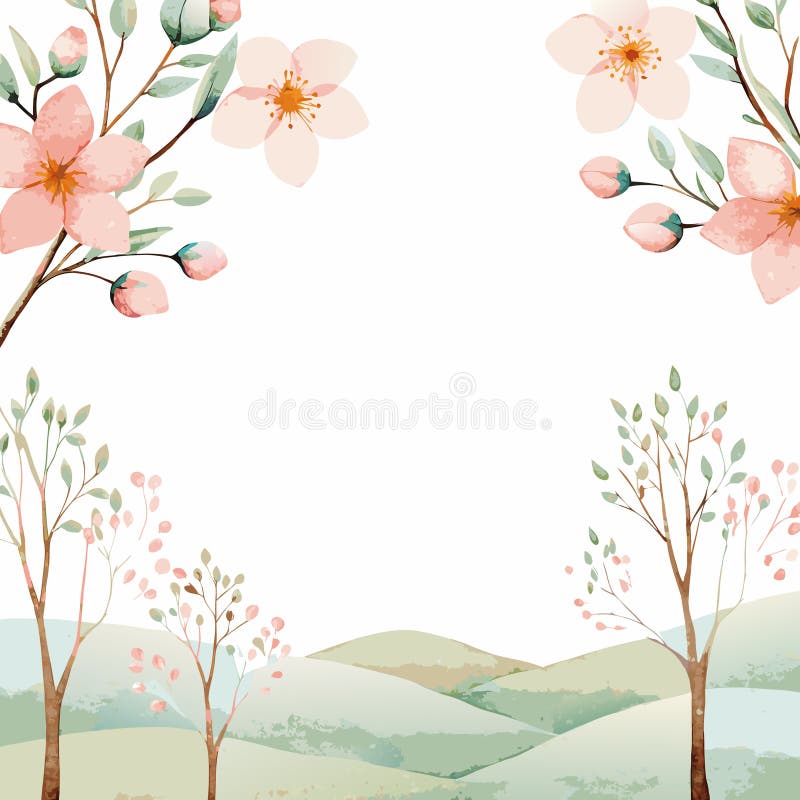 Watercolor Spring Background on White Stock Vector - Illustration of ...