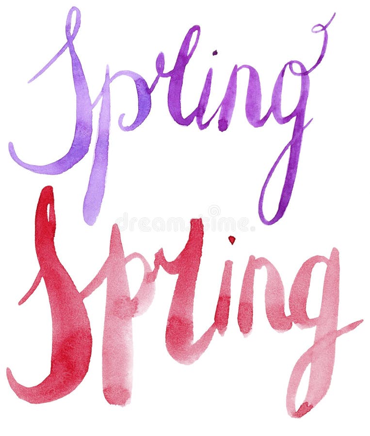 Watercolor Spring Calligraphy Script Stock Image - Image of lettering ...