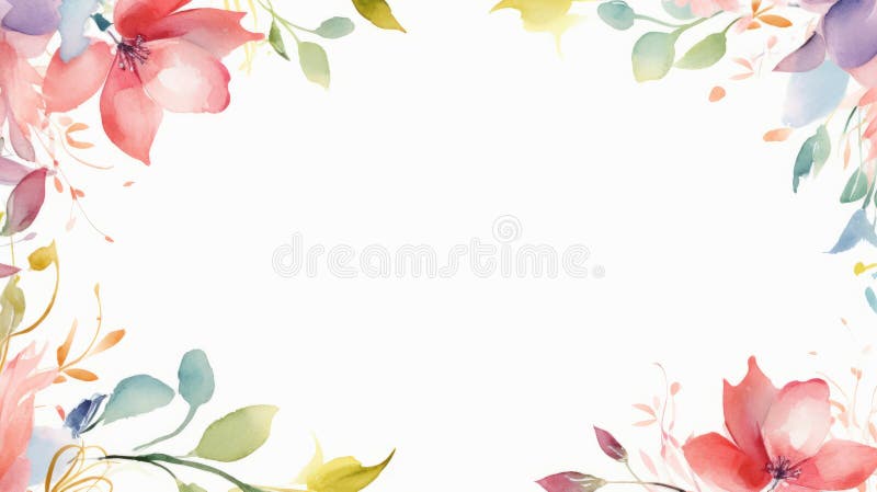 Watercolor Spring Flowers Frame Stock Illustration - Illustration of ...