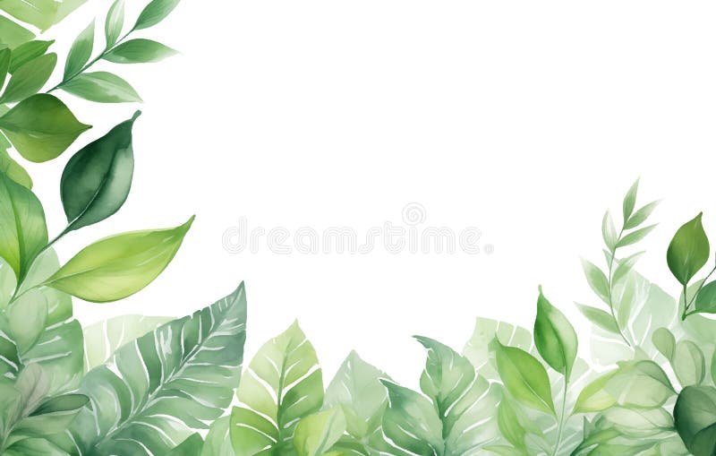 Watercolor Spring Greenery Vector Illustration. a Fresh and Airy Spring ...