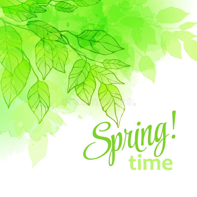 Watercolor Spring Leaves. Vector Illustration Stock Vector ...