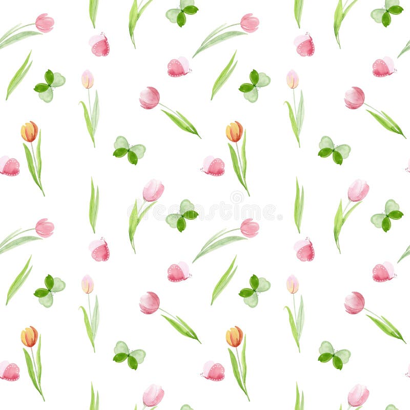 Watercolor spring tulips stock image. Illustration of pattern - 304500995