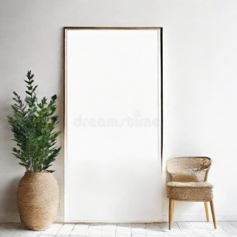 Watercolor of Square Vertical Frame in Boho Style Stock Illustration ...