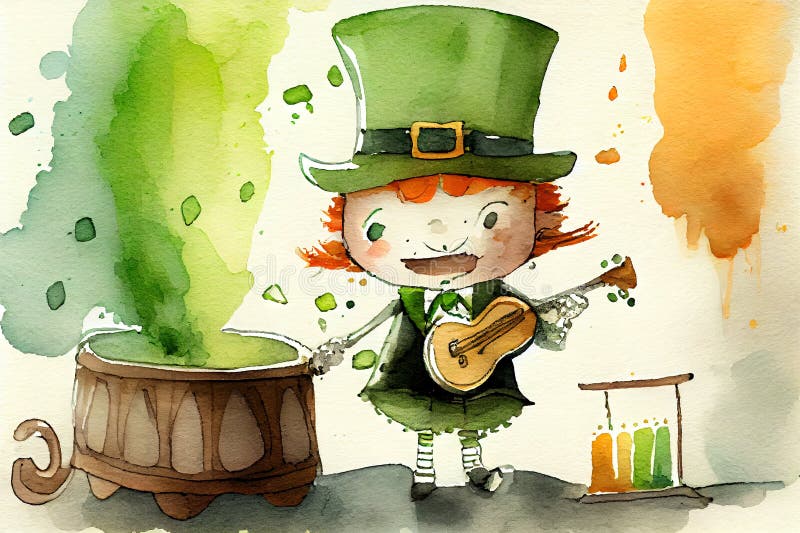 Watercolor St Patrick Backdrop. Ai Render Stock Illustration ...
