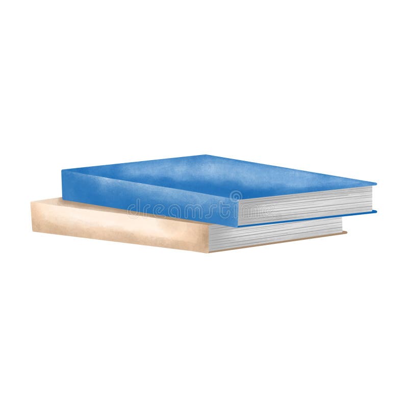 Watercolor Stack Of Books Clipart Hand Drawn Watercolor Blue And Beige