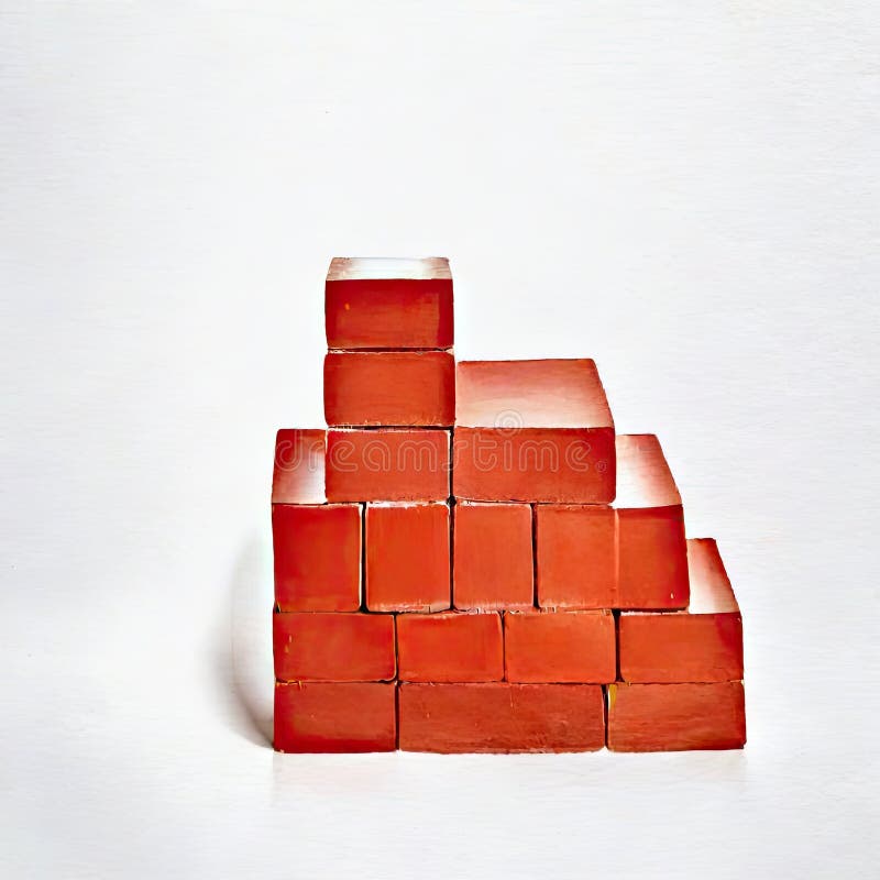 Watercolor of Stack of Red Bricks Stock Illustration - Illustration of ...