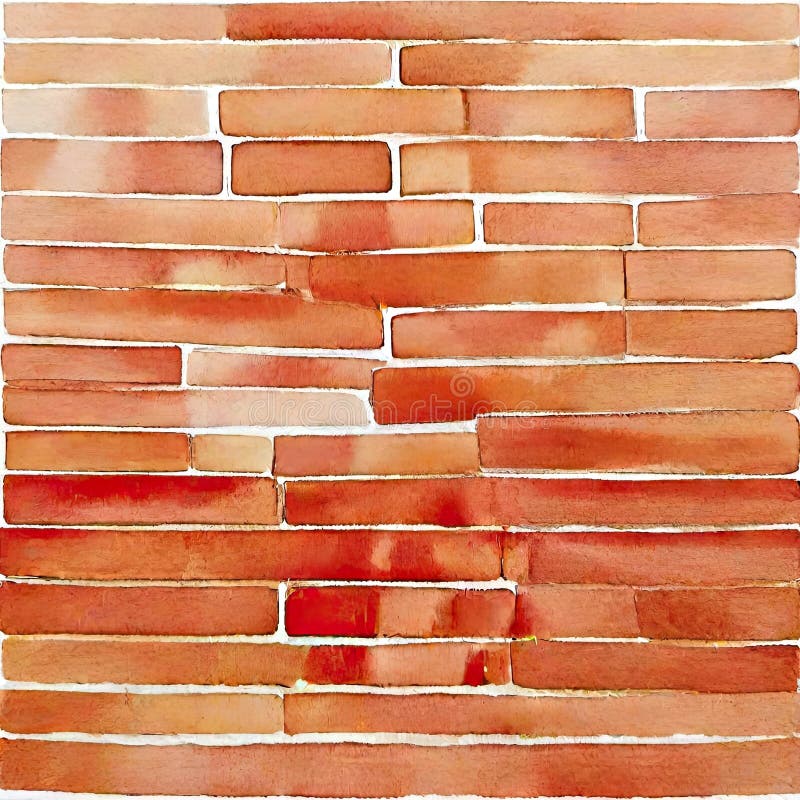Watercolor of Stack of Red Bricks Stock Illustration - Illustration of ...