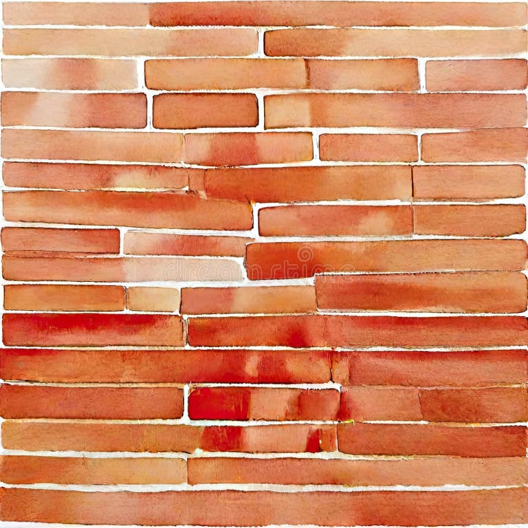 Watercolor of Stack of Red Bricks Stock Illustration - Illustration of ...