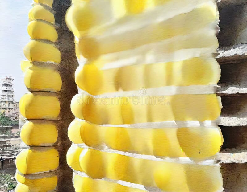 Watercolor of Stack of Yellow Hard Hats on a Construction Site Stock ...