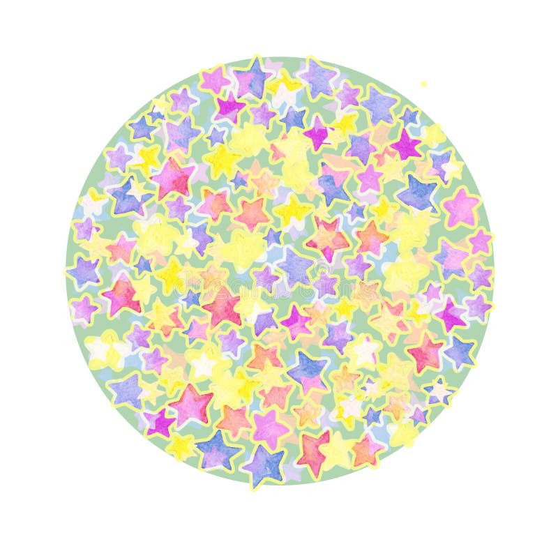 Watercolor Stars, Circle Shaped Pattern. Children S Style. Handwork ...