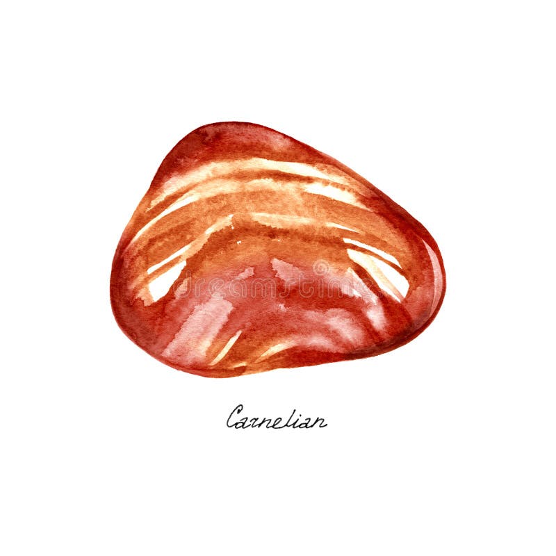 Watercolor Stone Carnelian on White Background. Hand Drawn Illustration ...