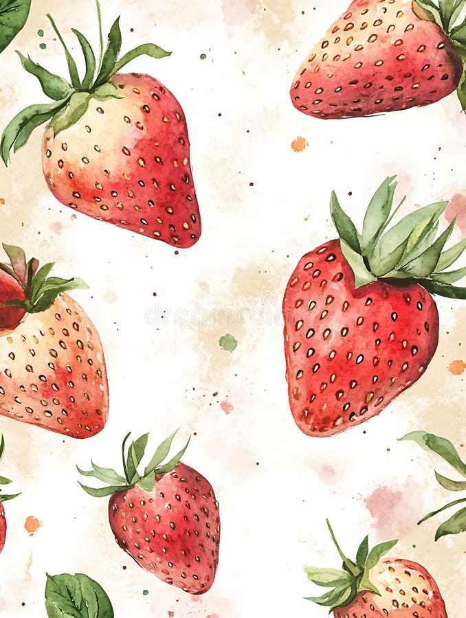Watercolor Strawberries Pattern Stock Illustration - Illustration of ...