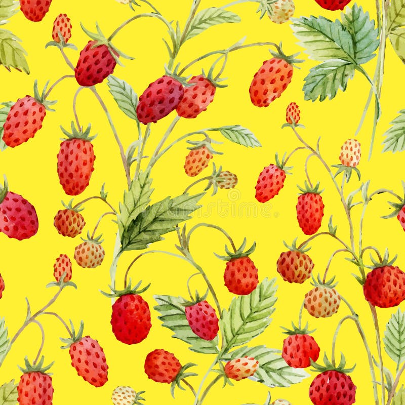 Watercolor Strawberry Pattern Stock Vector - Illustration of strawberry ...
