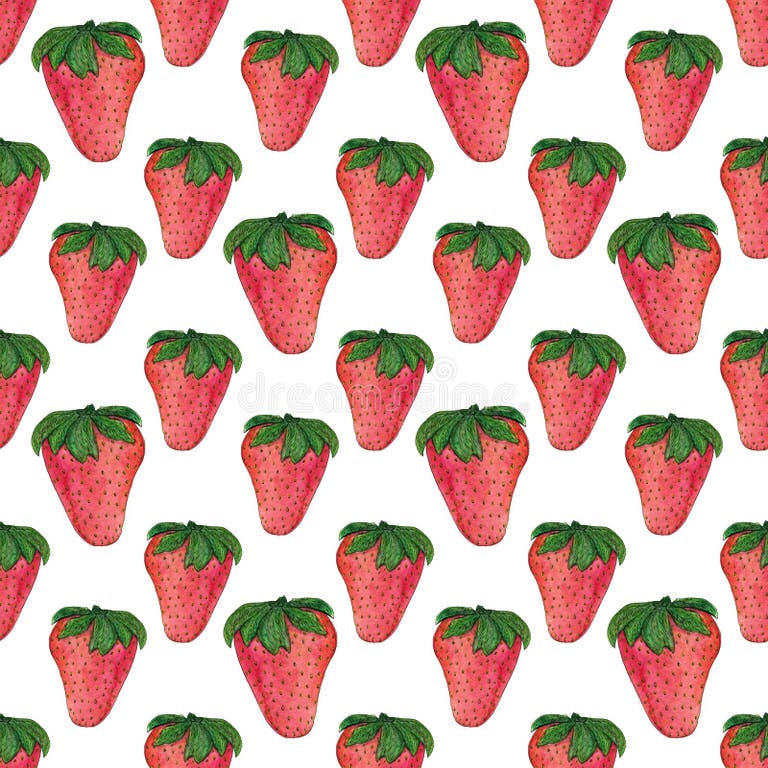 Watercolor Strawberry Pattern. Seamless Pattern Texture Stock Illustration - Illustration of ...