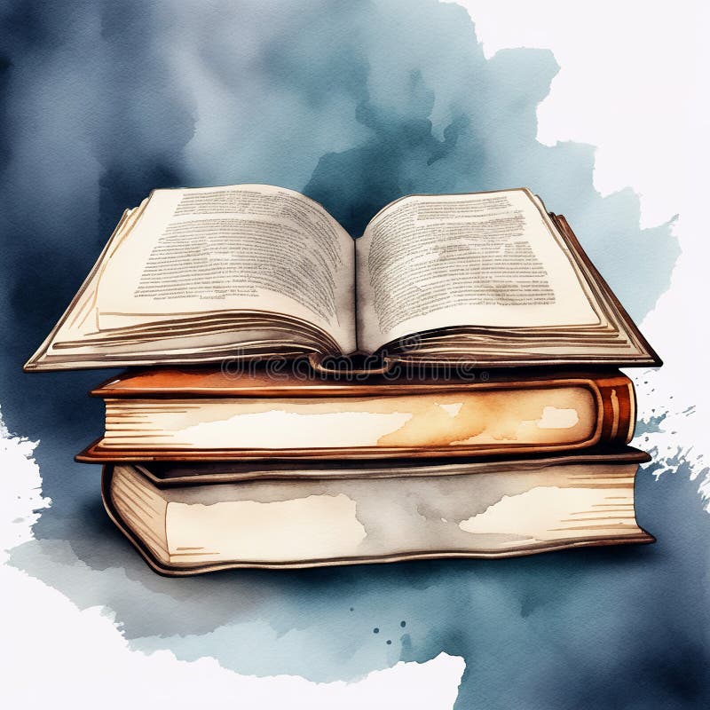 Watercolor Study Books with Blue Smoke Stock Illustration ...