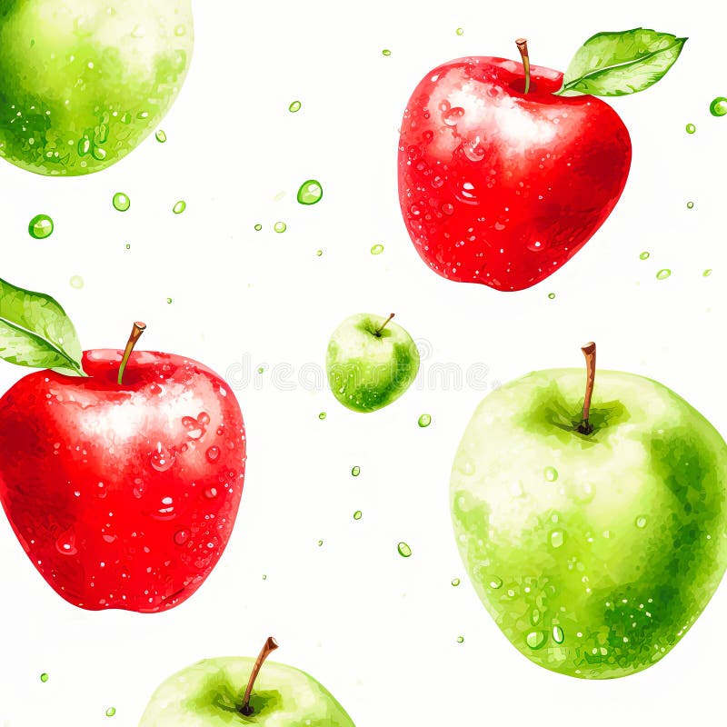 Watercolor Style Apple Fruit Pattern Banner Wallpaper Stock Image ...