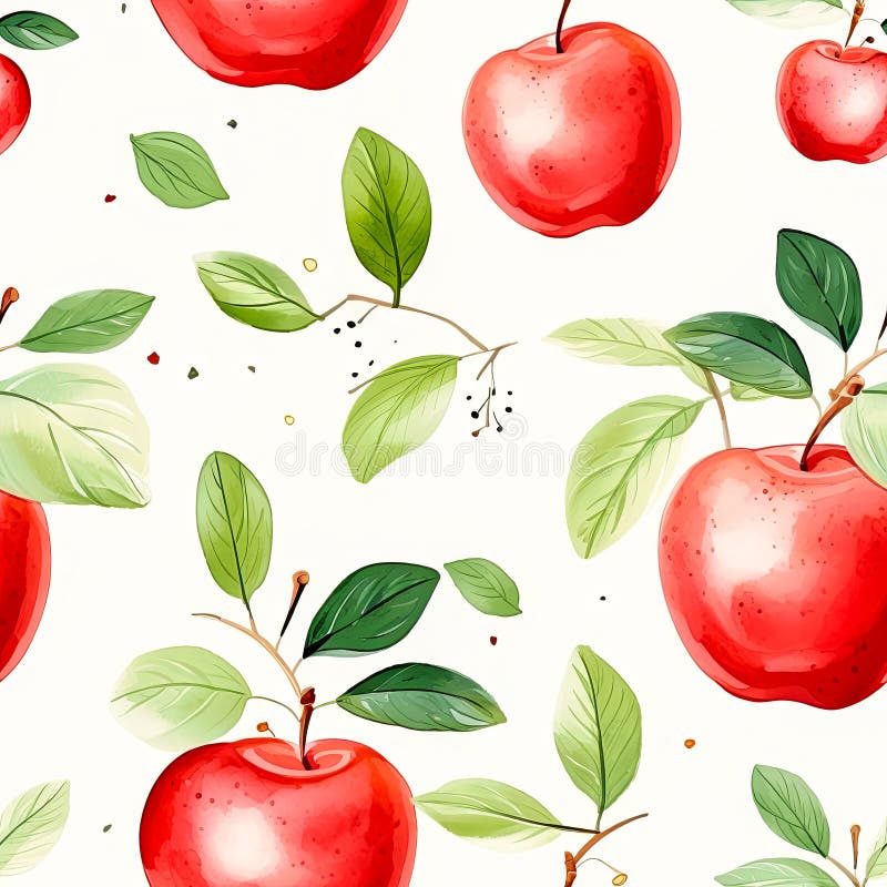 Watercolor Style Apple Fruit Pattern Banner Wallpaper Stock Image ...