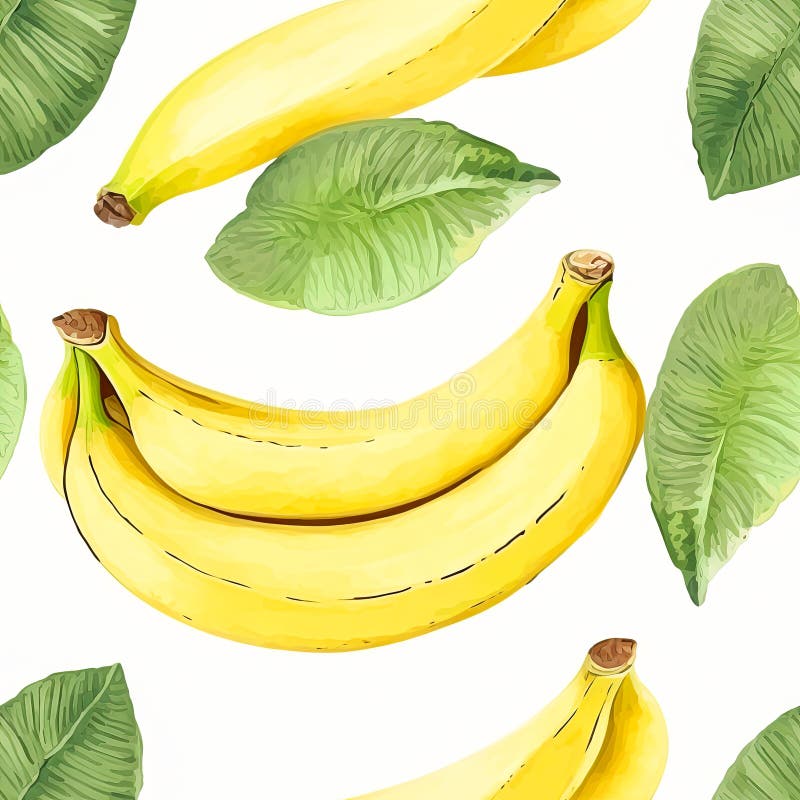 Watercolor Style Banana Fruit Pattern Banner Wallpaper Stock Photo ...