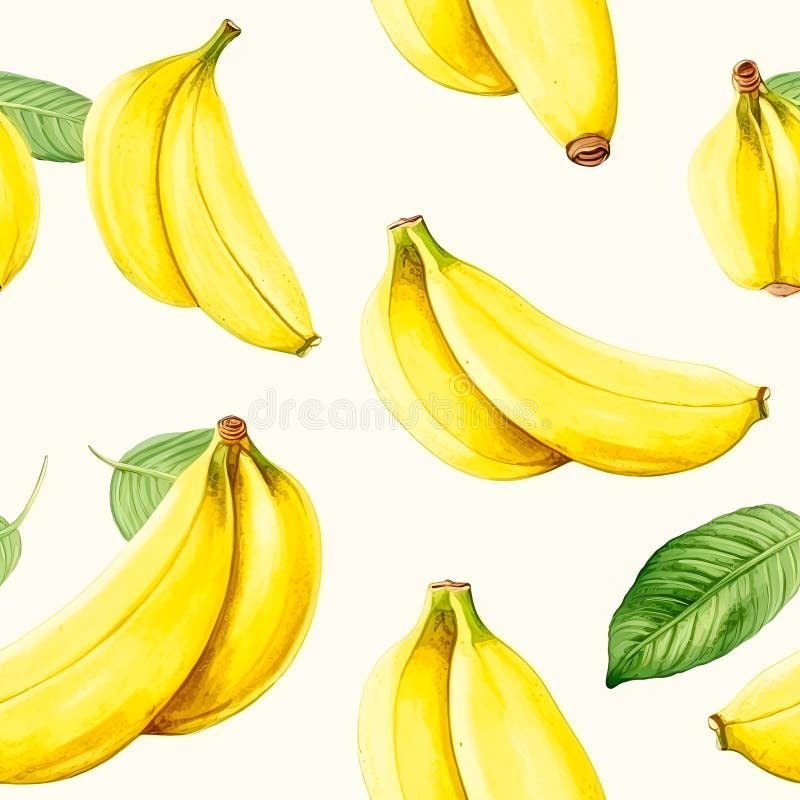 Watercolor Style Banana Fruit Pattern Banner Wallpaper Stock Image ...