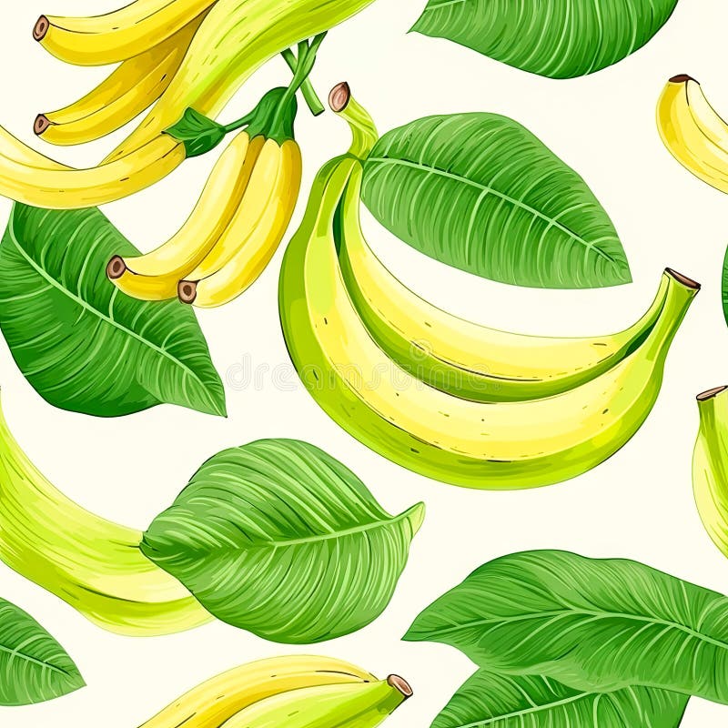 Watercolor Style Banana Fruit Pattern Banner Wallpaper Stock Image ...