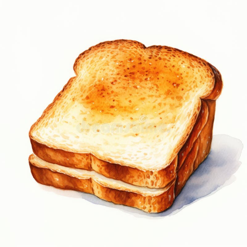 Watercolor-Style a Bread Slice Lightly Toasted with White Background ... Watercolor-Style a Bread Slice Lightly Toasted with White Background ...