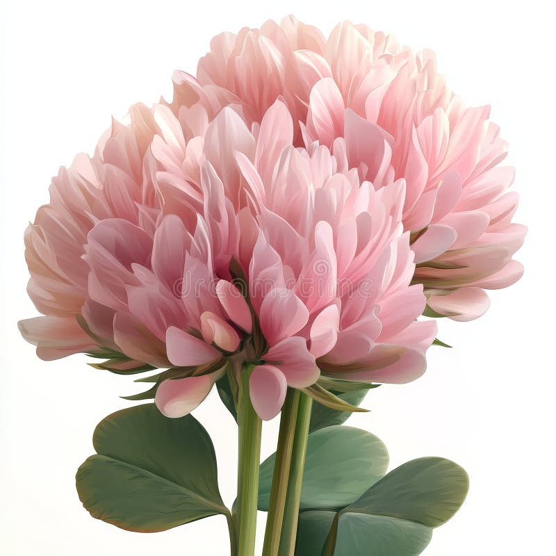 Watercolor-style Digital Design Illustration of Clover Flowers Clipart, Created with Watercolor ...