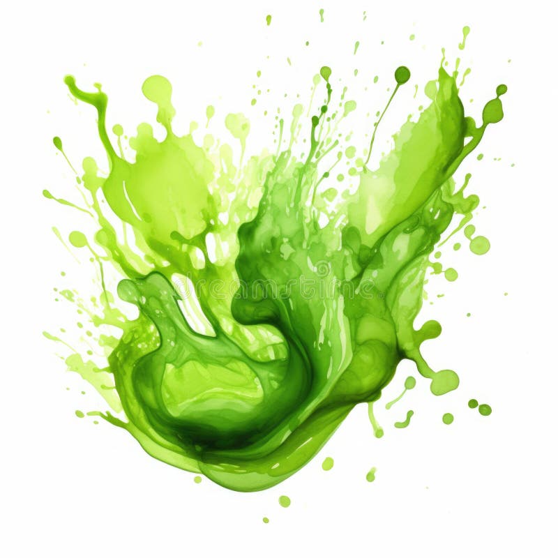 Watercolor-Style Green Slime Splat with White Background Stock ...