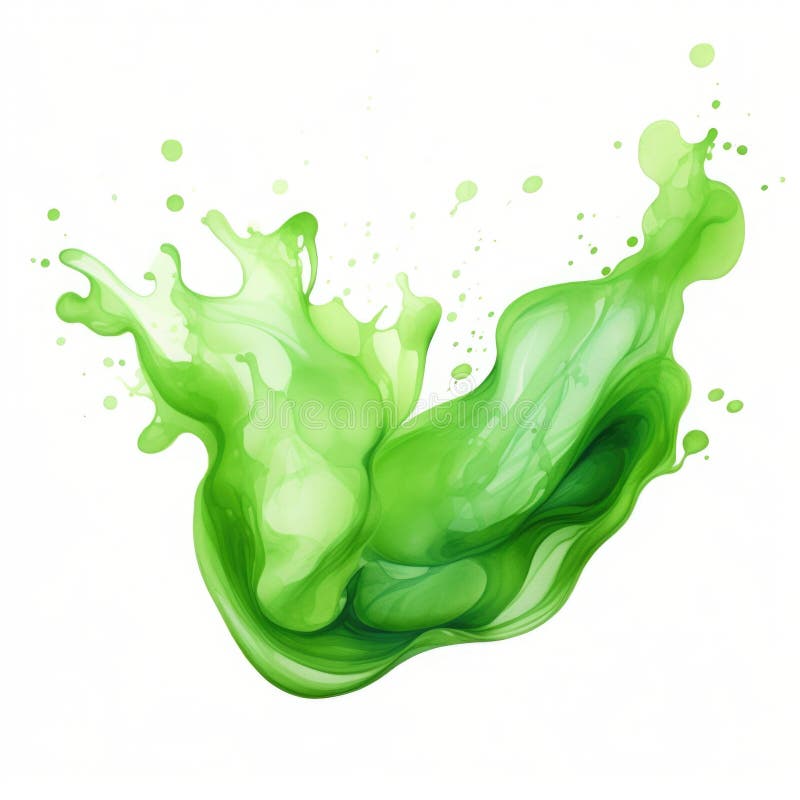 Watercolor-Style Green Slime Splat with White Background Stock ...