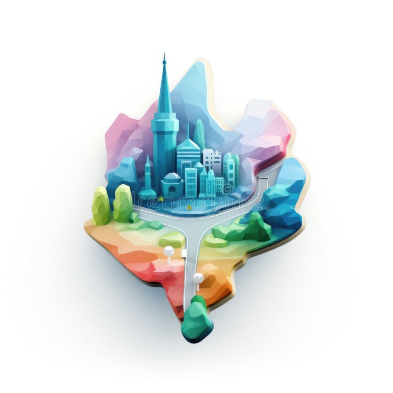 Watercolor-Style Location 3d Icon with White Background Stock ...
