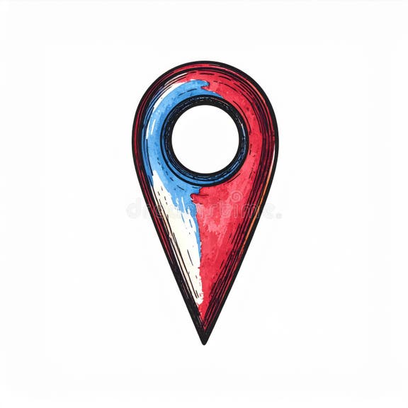 Watercolor Style Map Pointer with Red and Blue on White Background ...
