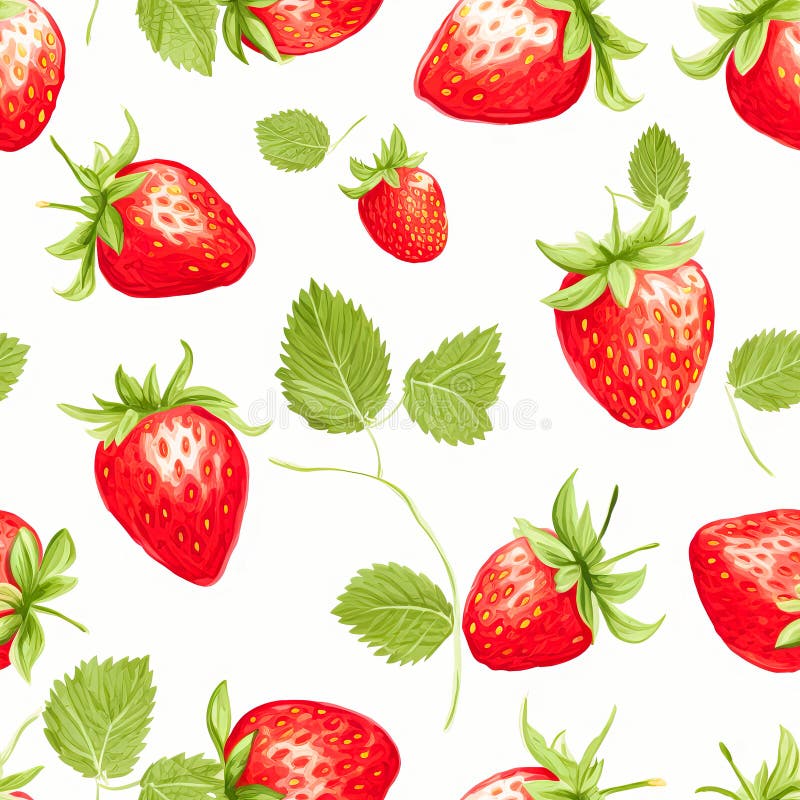 Watercolor Style Strawberry Fruit Pattern Banner Wallpaper Stock Image ...