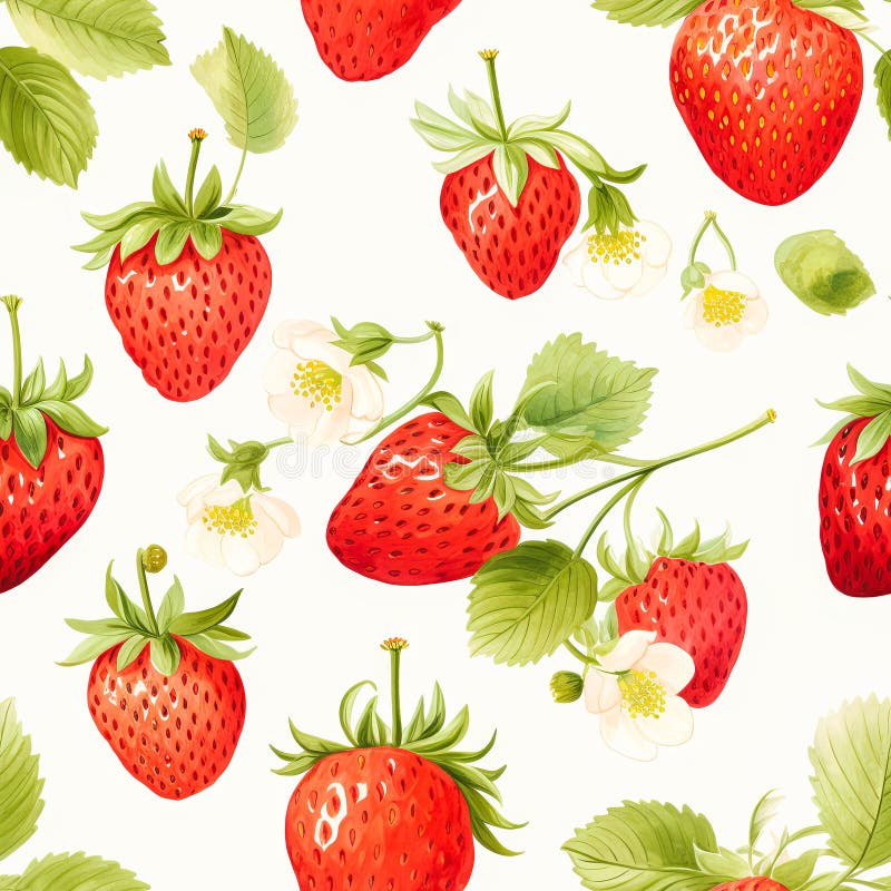 Watercolor Style Strawberry Fruit Pattern Banner Wallpaper Stock Image ...