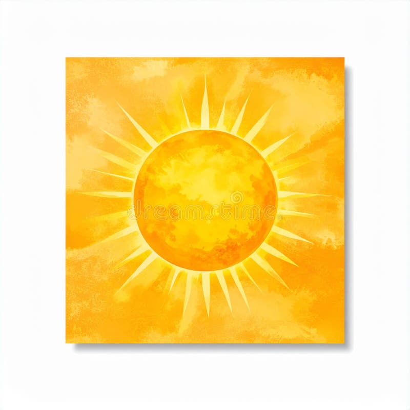Watercolor Sun Painting: Bright Yellow and Orange Rays Stock ...