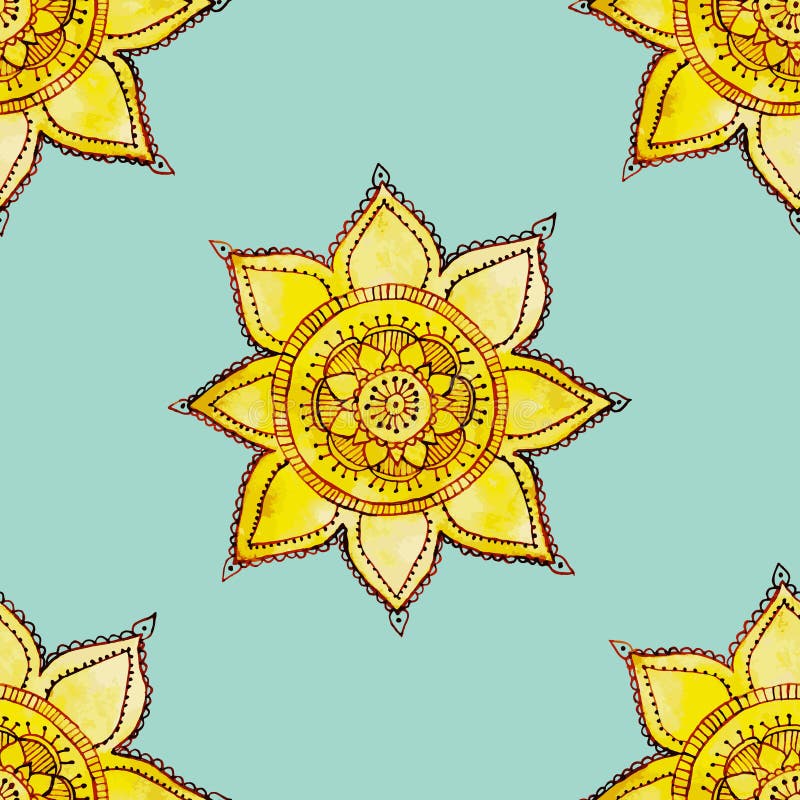 Watercolor sun pattern stock vector. Illustration of effect - 46622157