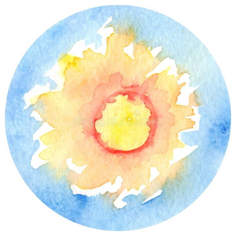 Watercolor Sun Sunshine Sky Vector Circle Isolated Stock Vector ...