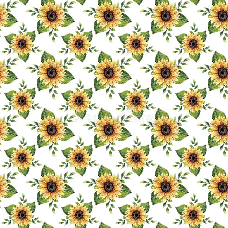 Watercolor Sunflower Pattern Stock Illustrations – 9,080 Watercolor ...