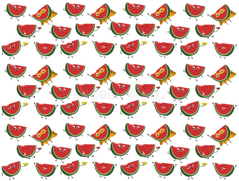 Watercolor Super Friendly Watermelon. Character Design Stock ...