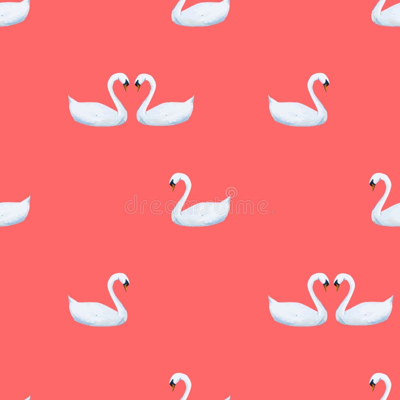 Watercolor swan pattern stock vector. Illustration of japanese - 66401854